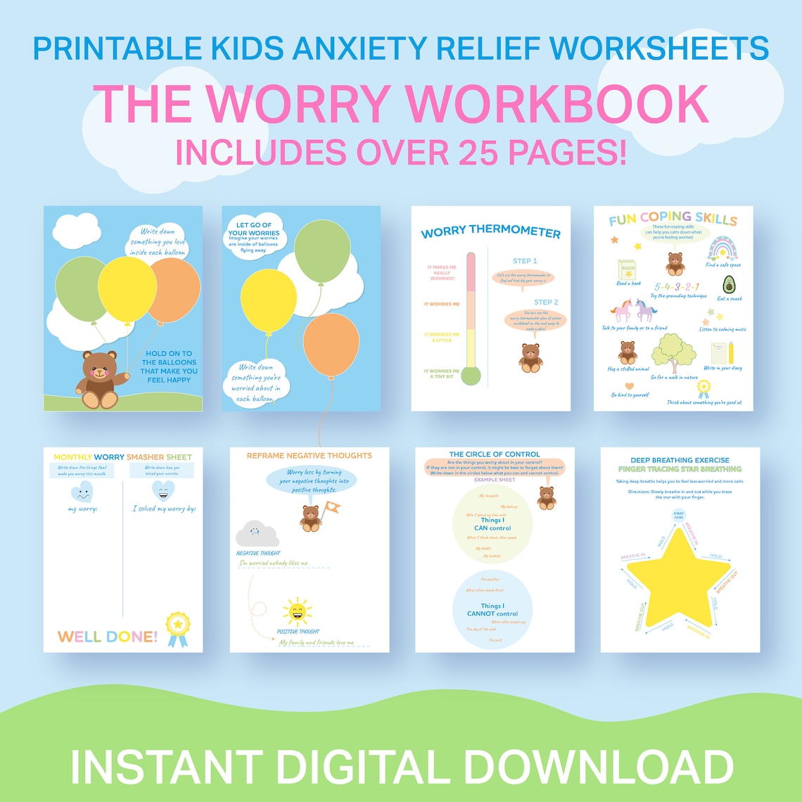Worry Workbook for Kids, Anxiety Relief for Children Coping Skills, CBT ...