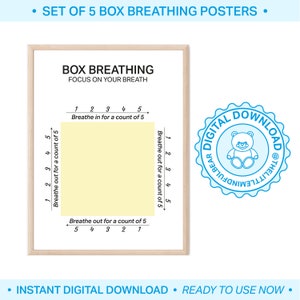Bundle Box Breathing Posters, Mental Health Poster, Therapy Counselor ...