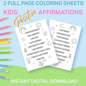 Positive Affirmations Coloring Pages for Kids 2 Full Pages - Etsy UK