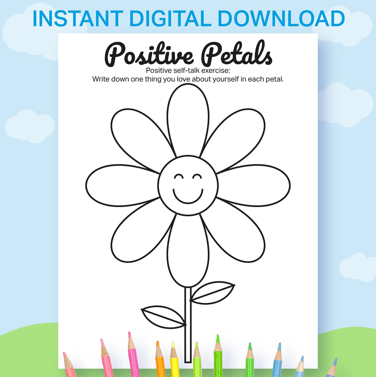 Positive Self-talk Activity Printable, Self Esteem Coloring Pages for ...