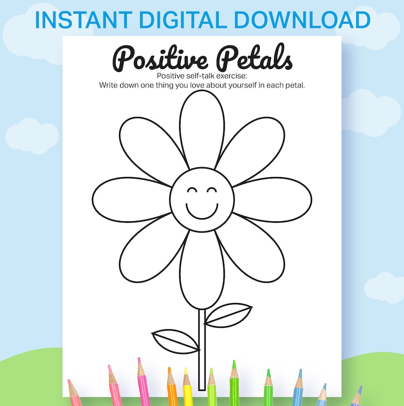 Positive Self-talk Activity Printable, Self Esteem Coloring Pages for ...