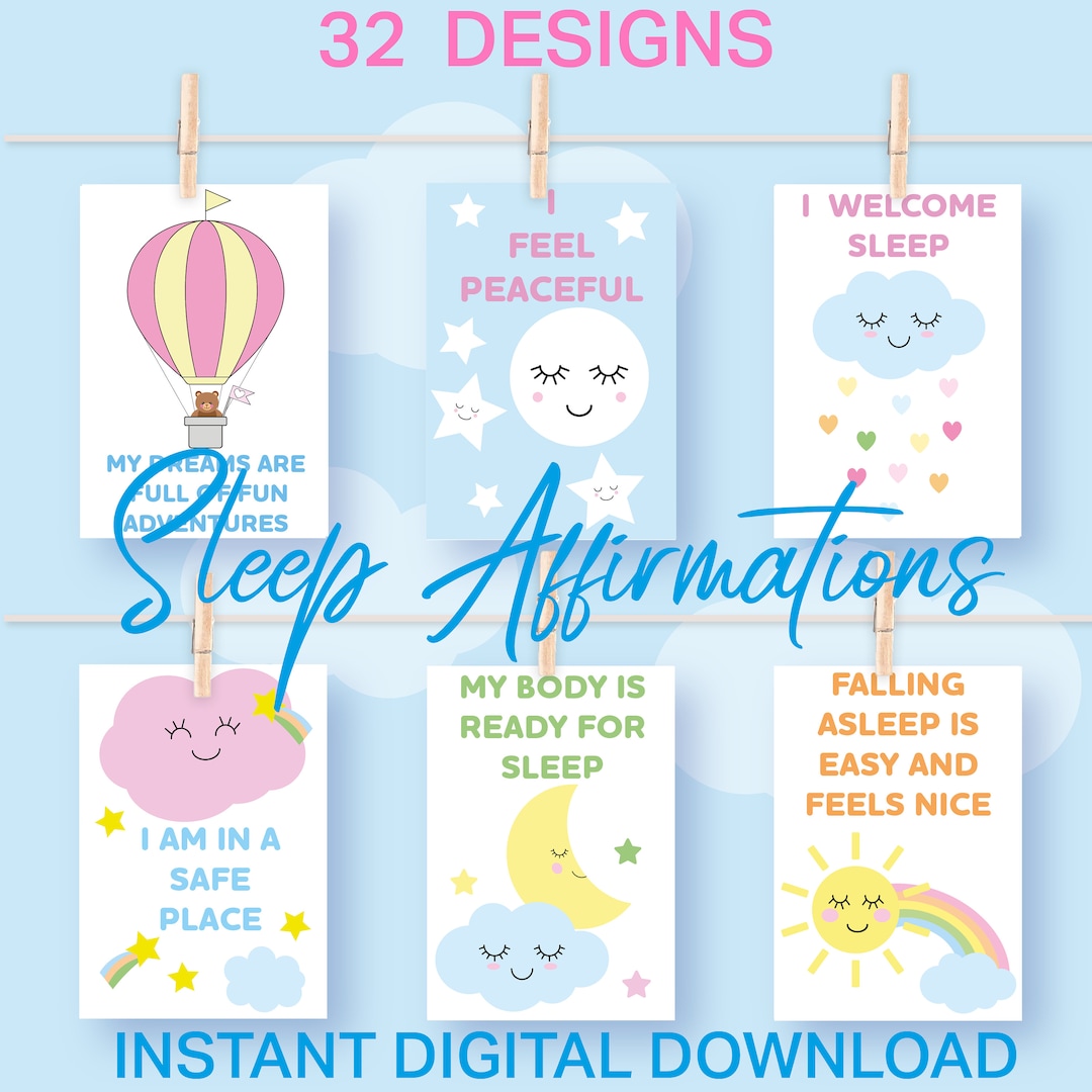 Sleep Affirmation Cards Printable for Kids, Bedtime Story Nighttime ...