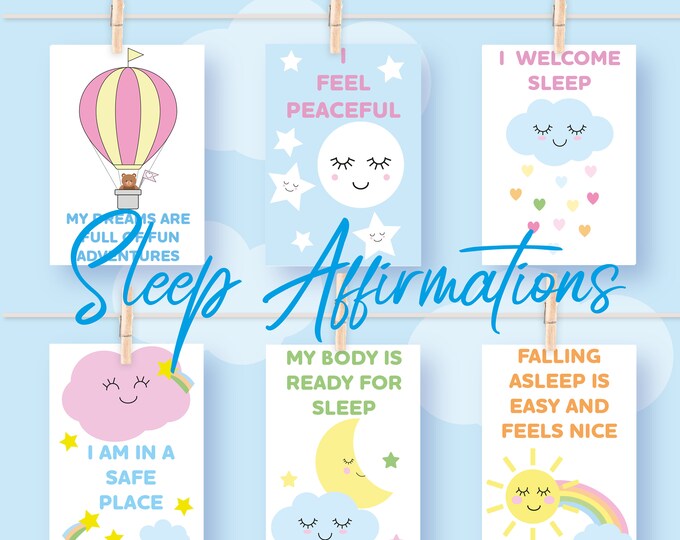 Sleep Affirmation Cards Printable for Kids, Bedtime Story Nighttime ...