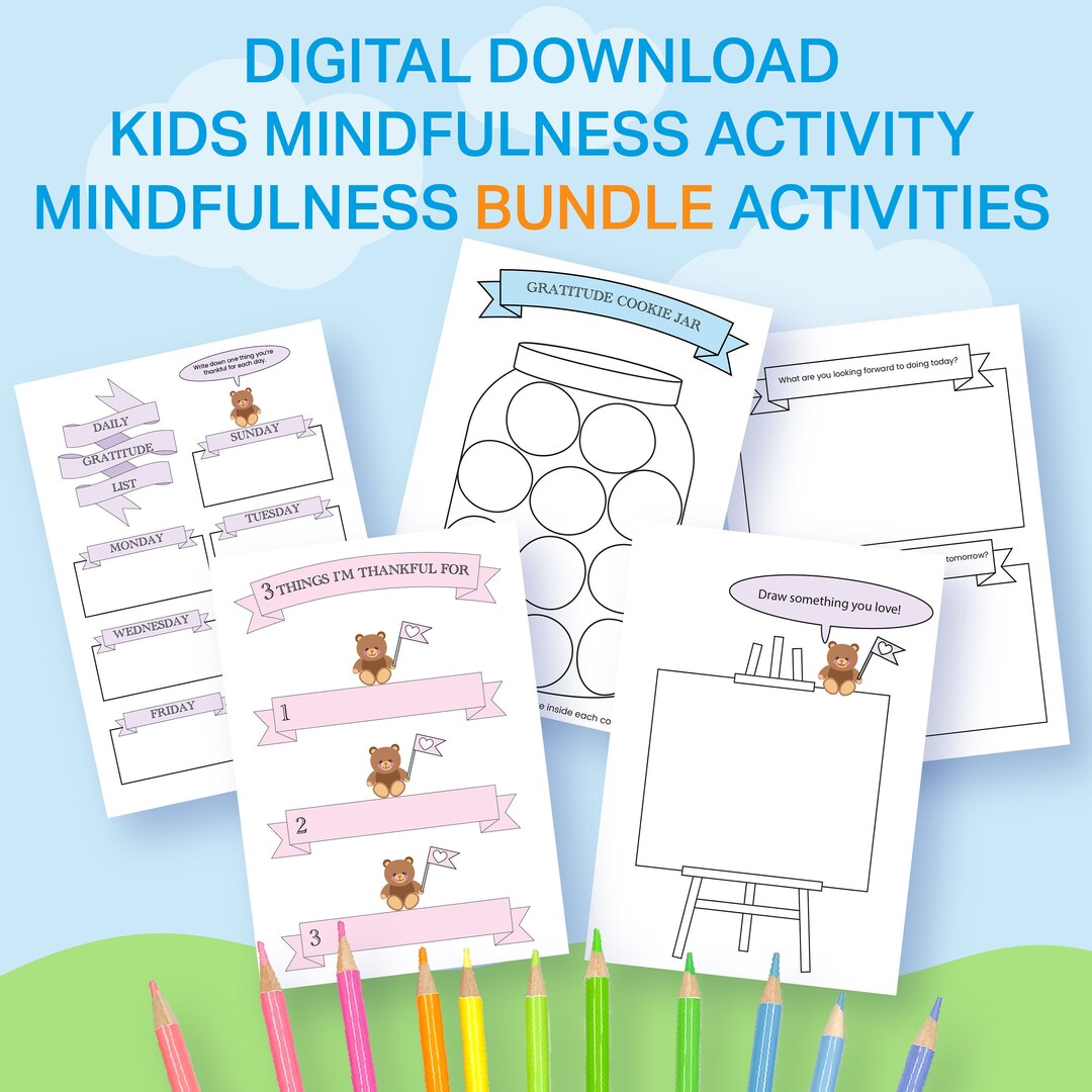 Bundle Mindfulness Gratitude Activity Printables for Kids, Positive ...