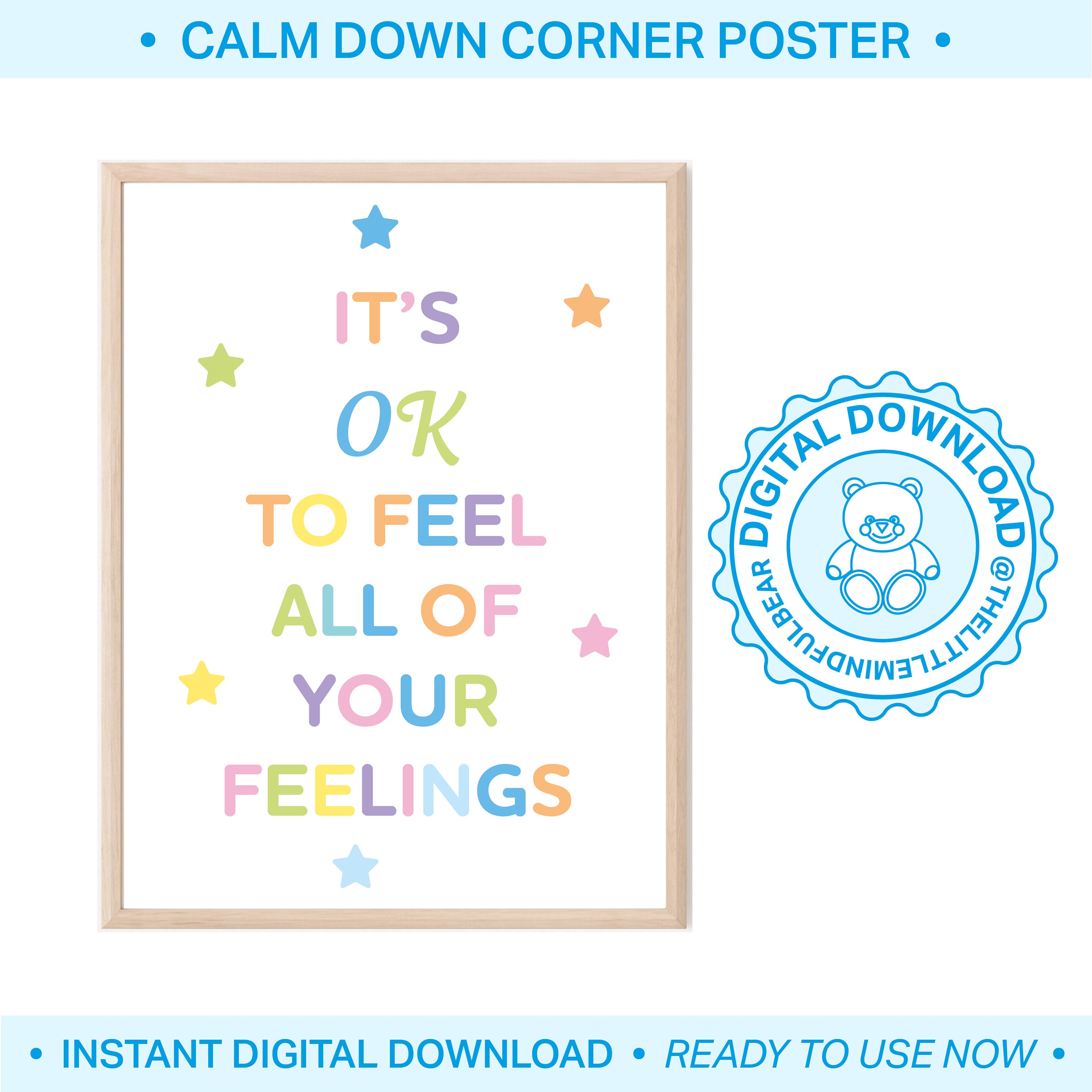 Calm Down Corner Posters Kids Rainbow Boho Digital Poster - Etsy