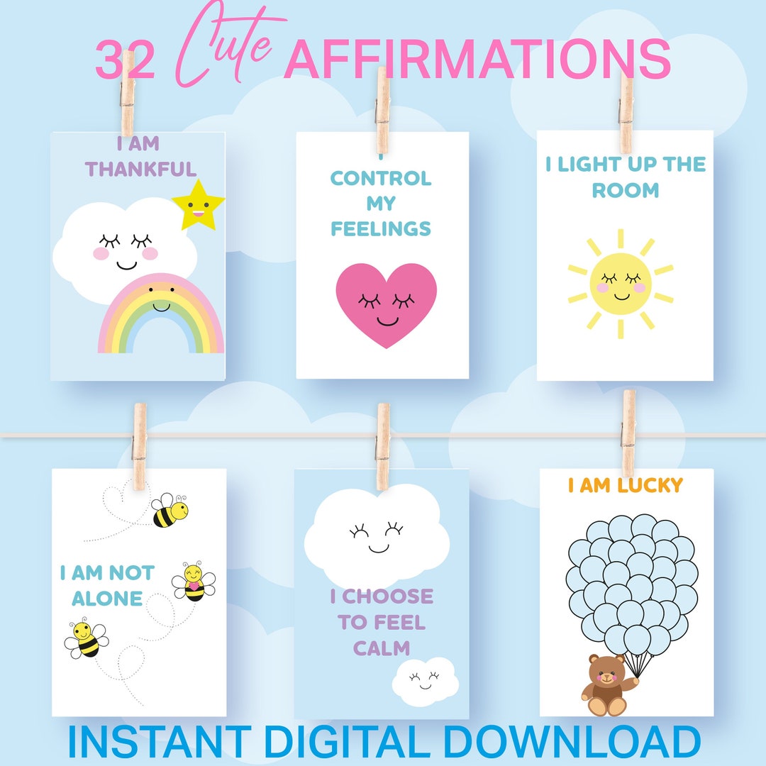 Cute Affirmation Cards Printable for Kids, Positive Kindness Cards ...