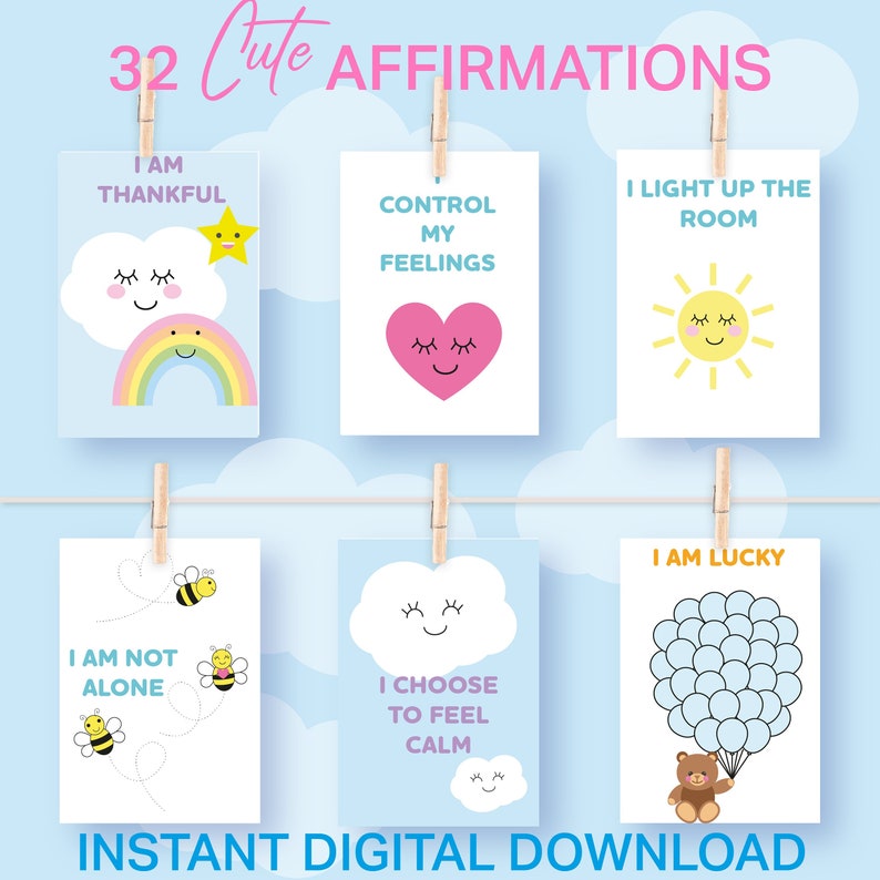 Cute Affirmation Cards Printable for Kids, Positive Kindness Cards ...