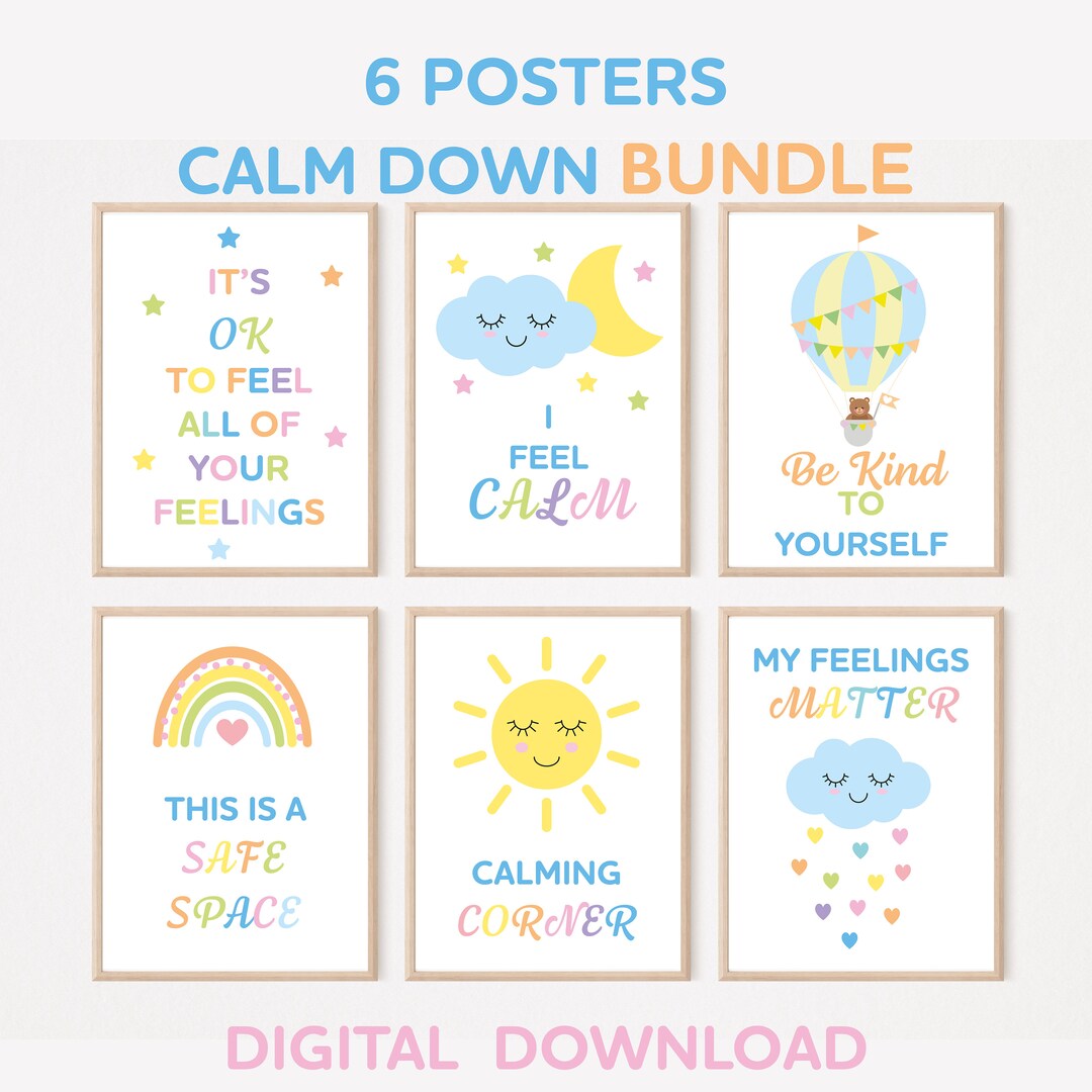 Calm Down Corner Poster Bundle Printable, Mental Health Counselor ...