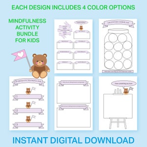 Bundle Mindfulness Gratitude Printables for Kids, Positive Thought ...