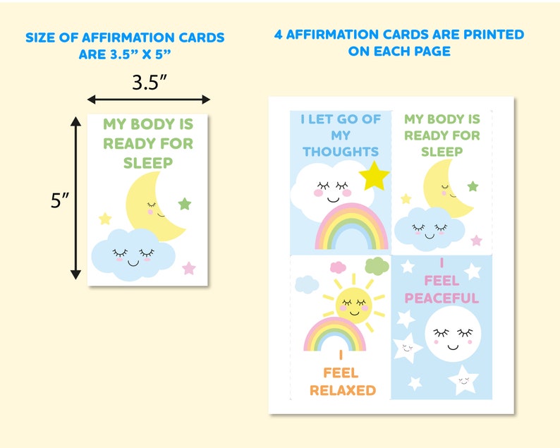 Sleep Affirmation Cards Printable for Kids Calming Corner - Etsy UK