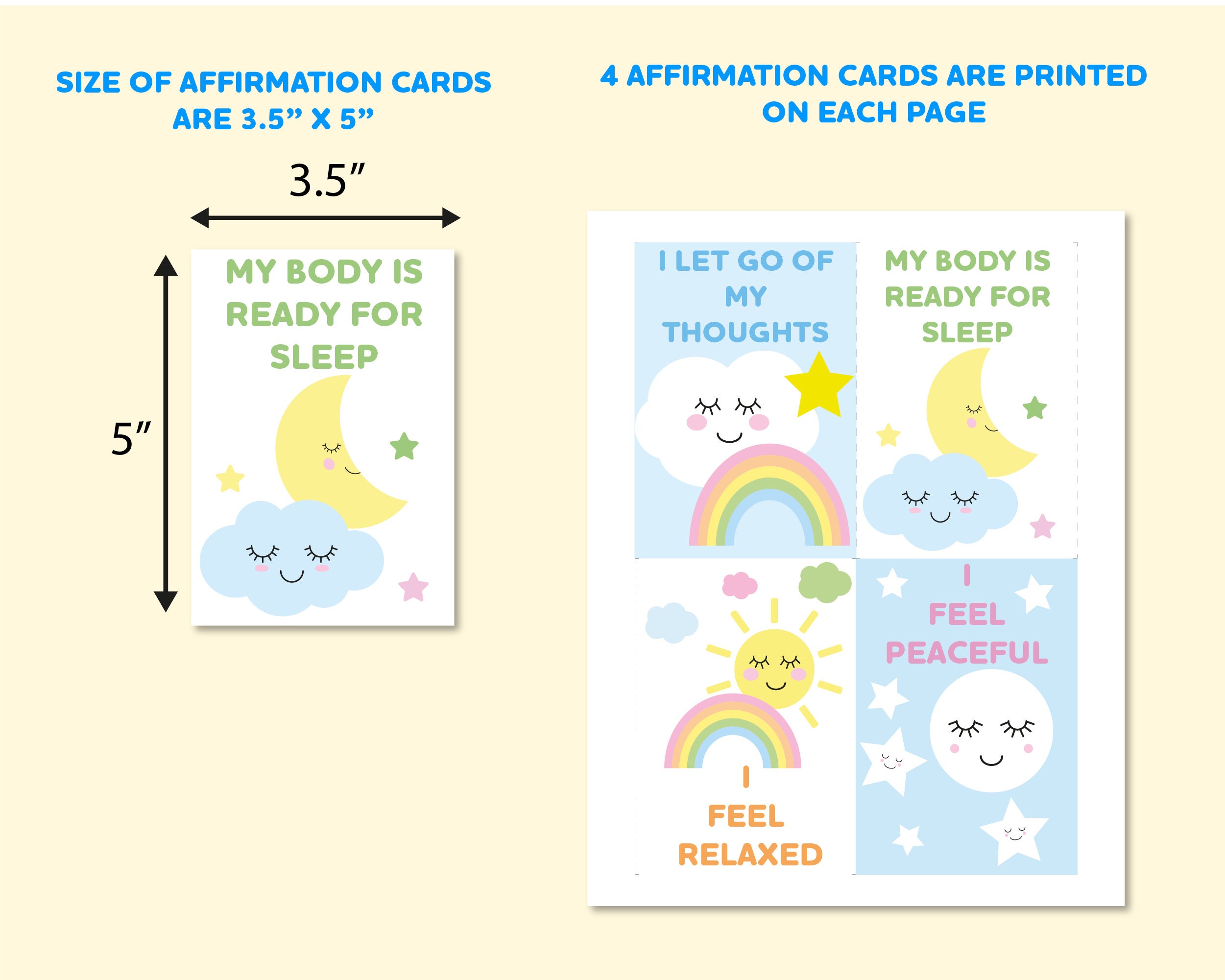 Sleep Affirmation Cards Printable for Kids Calming Corner - Etsy UK
