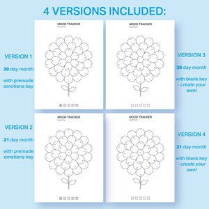 Flower Mood Tracker Printable Daily Monthly Emotions Mood - Etsy