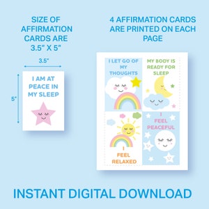 Sleep Affirmation Cards Printable for Kids, Bedtime Story Nighttime ...