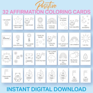 160 Kids Coloring Affirmations Bundle Mindfulness Cards for - Etsy