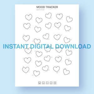 Hearts Mood Tracker Printable Daily Monthly Emotions Mood - Etsy