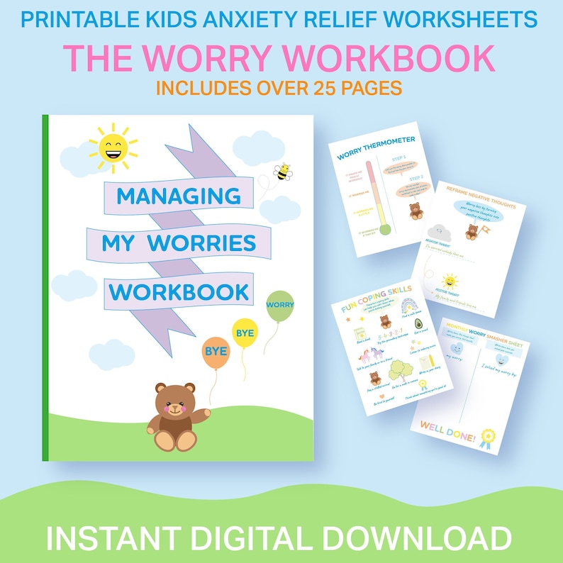 Worry Workbook for Kids, Anxiety Relief for Children Coping Skills, CBT ...