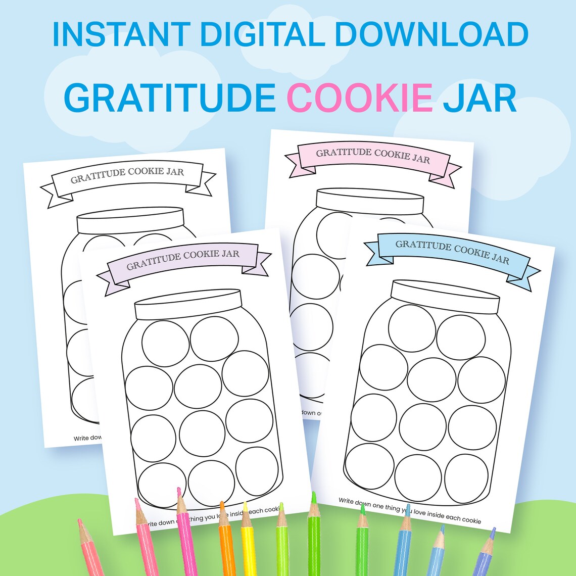 Gratitude Jar Printable Kids, Mindfulness Coloring Activity Children ...