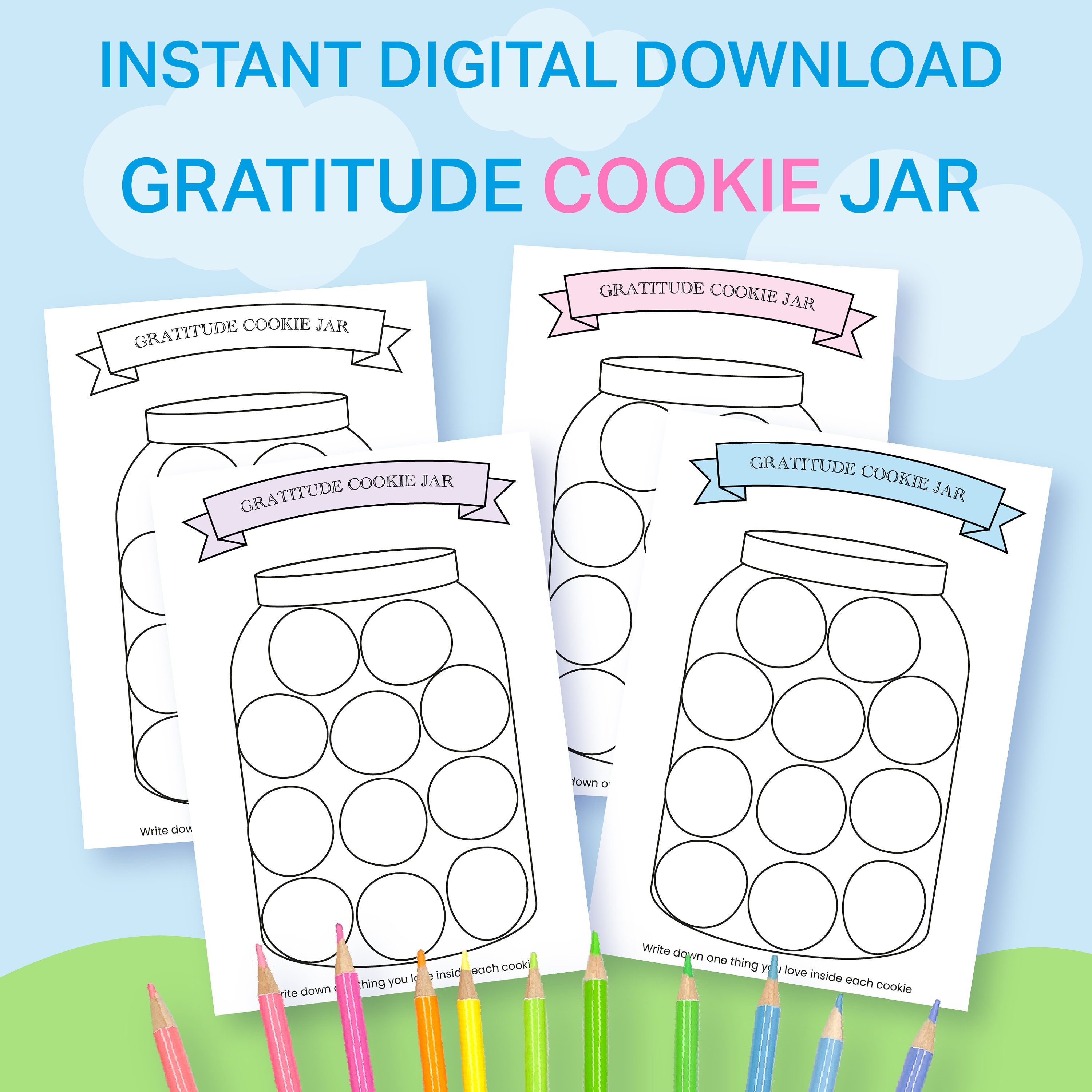 Gratitude Jar Printable Kids, Mindfulness Coloring Activity Children ...