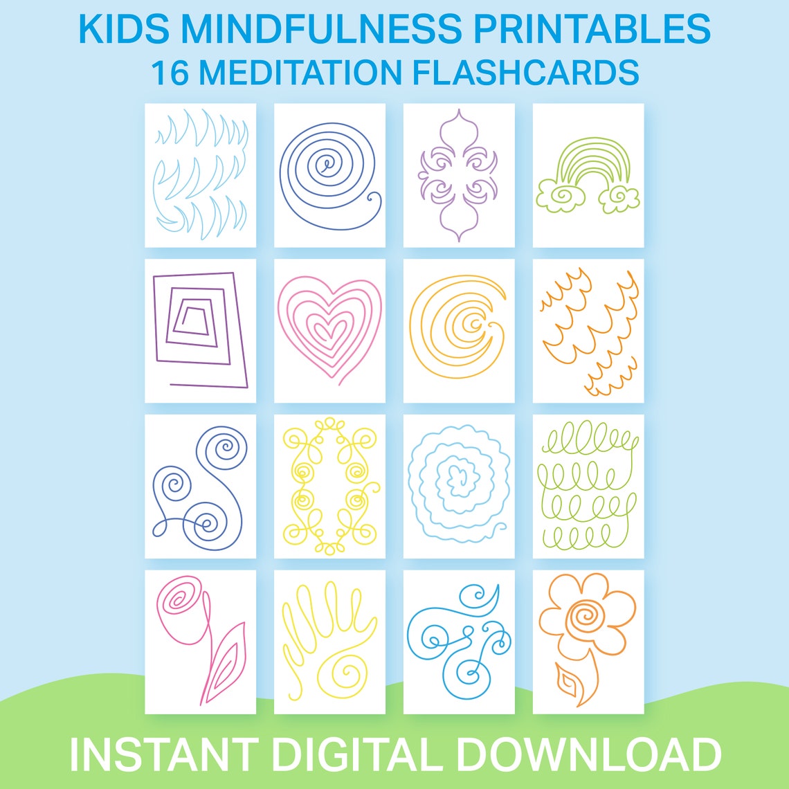 Calm Down Finger Tracing Meditation Flashcards, Kids Mindful Activity ...