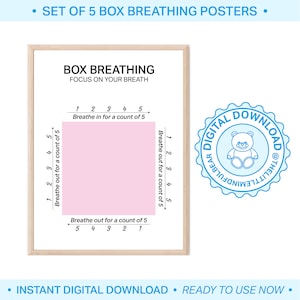 Bundle Box Breathing Posters, Mental Health Poster, Therapy Counselor ...