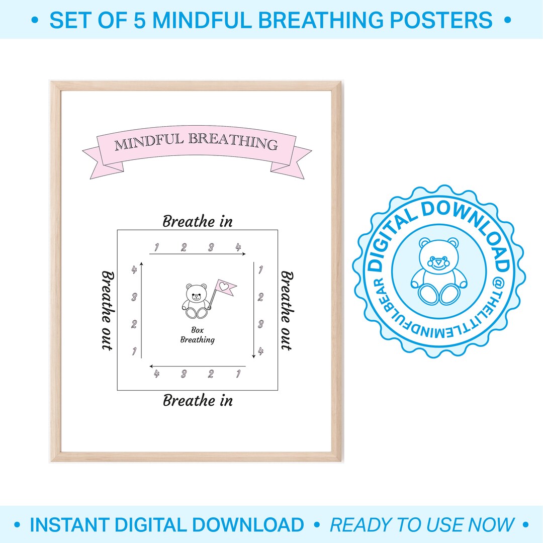 Bundle Box Breathing Poster, Mindful Breathing Calming Wall Art, School ...