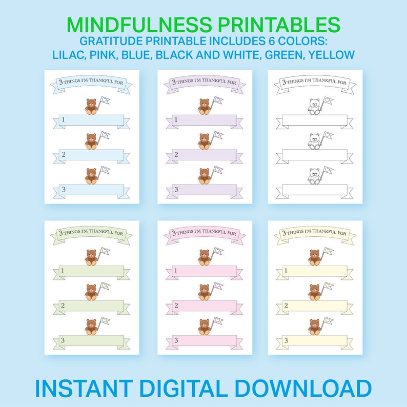Kids Gratitude Activity Printable Daily Kindness Positive - Etsy