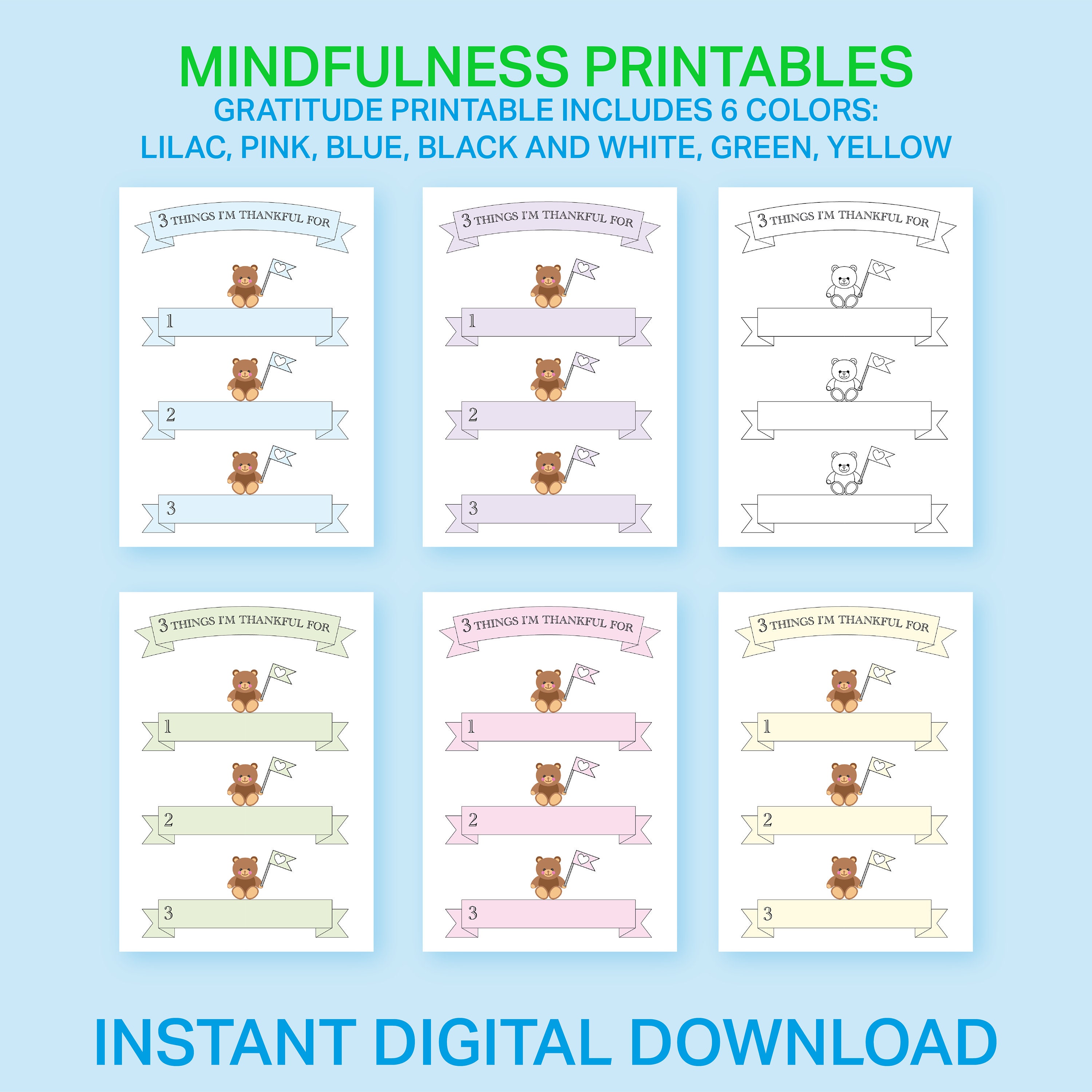 Kids Gratitude Activity Printable Daily Kindness Positive - Etsy