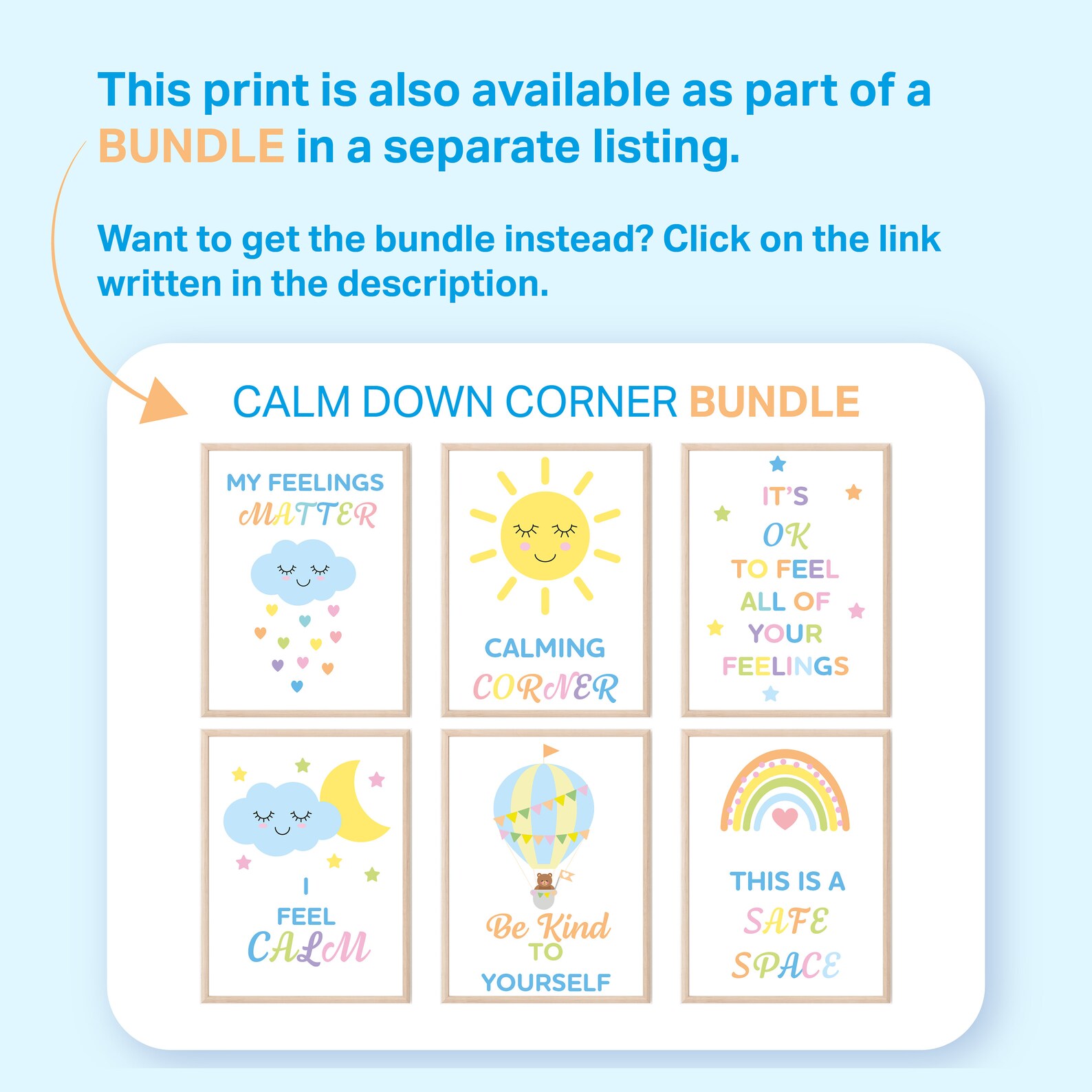 Calm Down Corner Poster Kids Rainbow Boho Poster Digital - Etsy