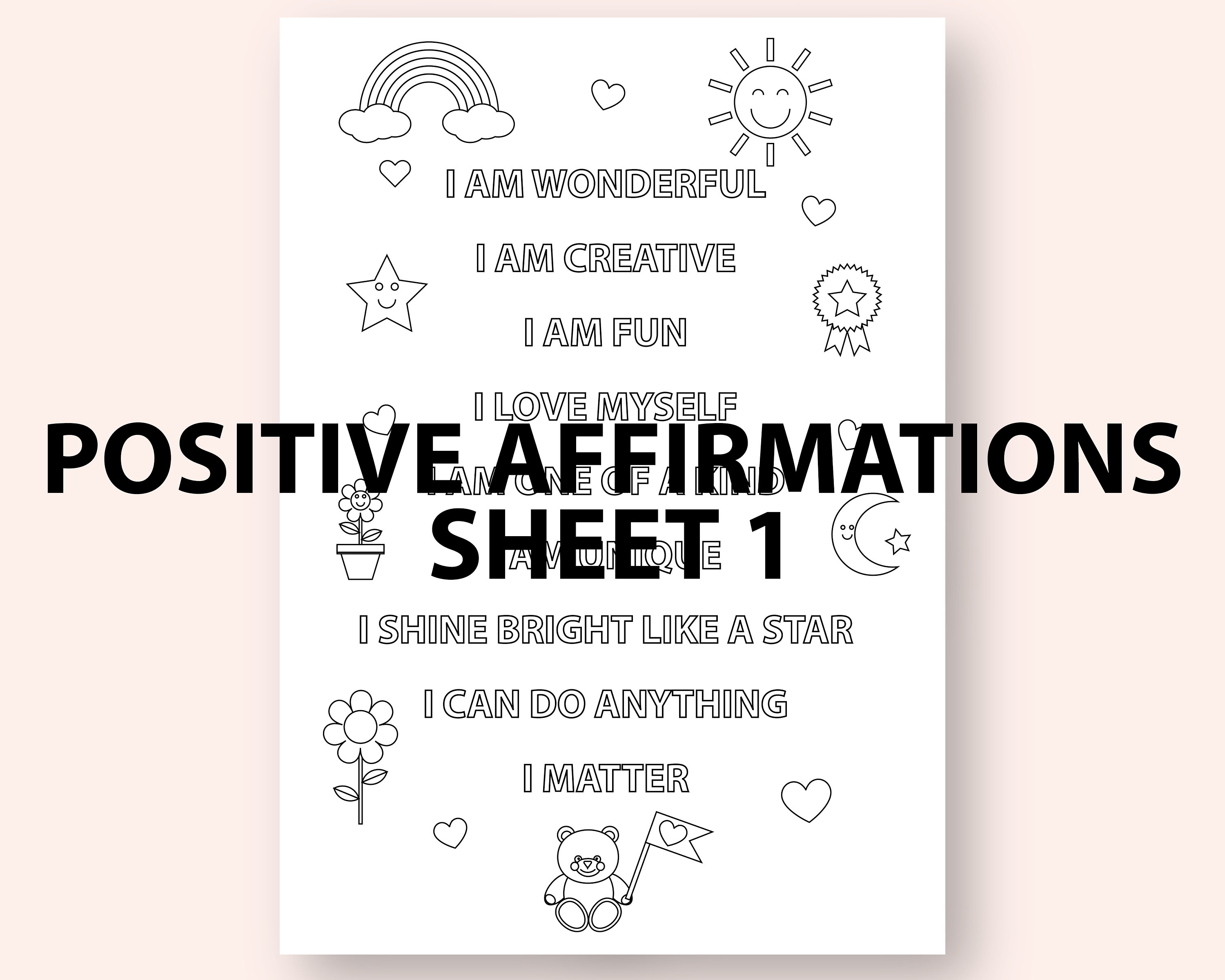 Positive Affirmations Coloring Pages for Kids Digital - Etsy UK