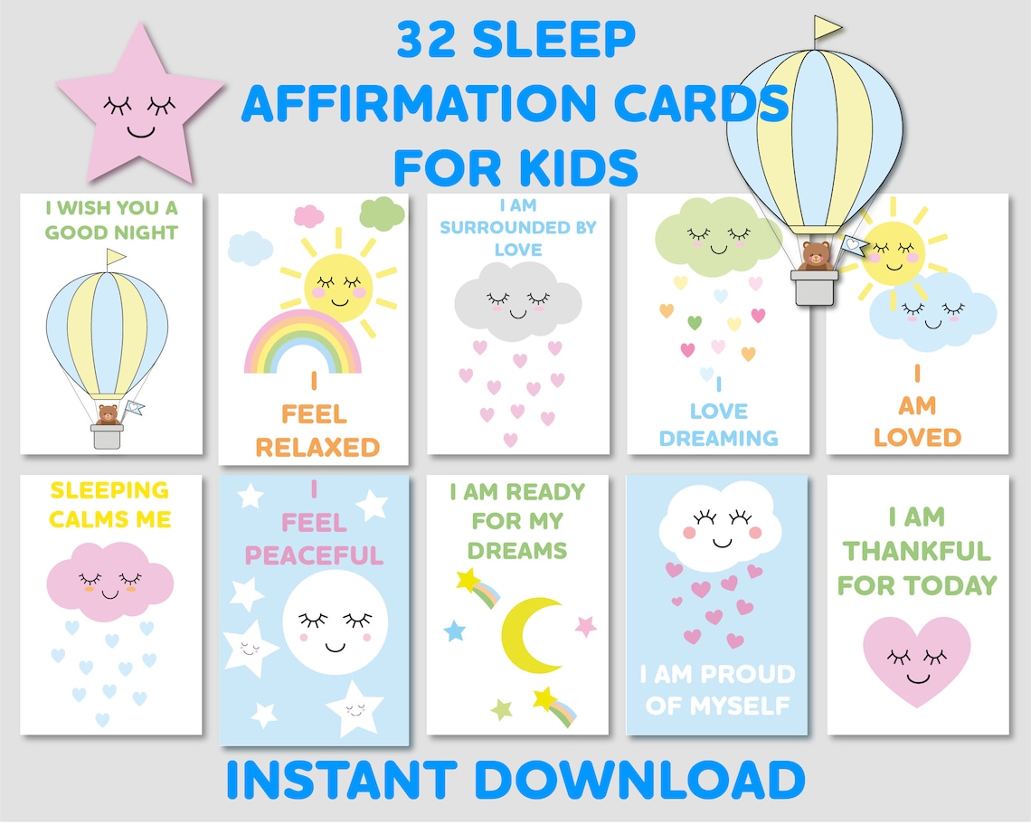 Sleep Affirmation Cards Printable for Kids Calming Corner - Etsy UK