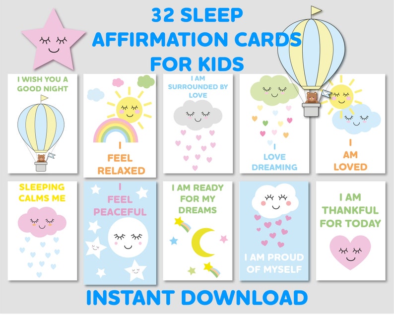 Sleep Affirmation Cards Printable for Kids Kids Nighttime - Etsy