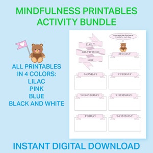 Bundle Mindfulness Gratitude Printables for Kids, Positive Thought ...