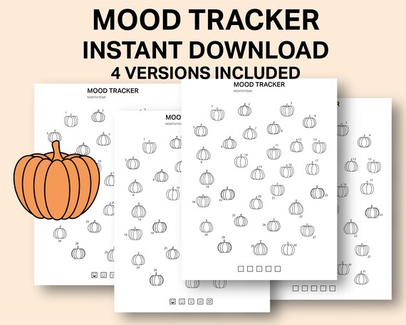 Pumpkin Mood Tracker Printable Monthly Mood Tracker Bullet - Etsy