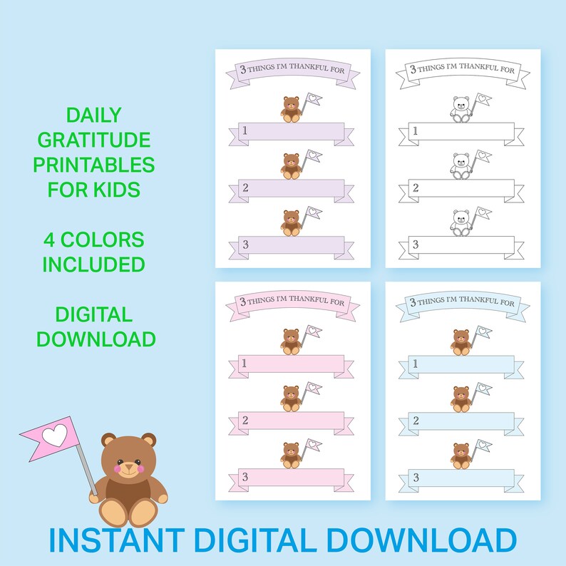 Bundle Mindfulness Gratitude Printables for Kids Positive - Etsy