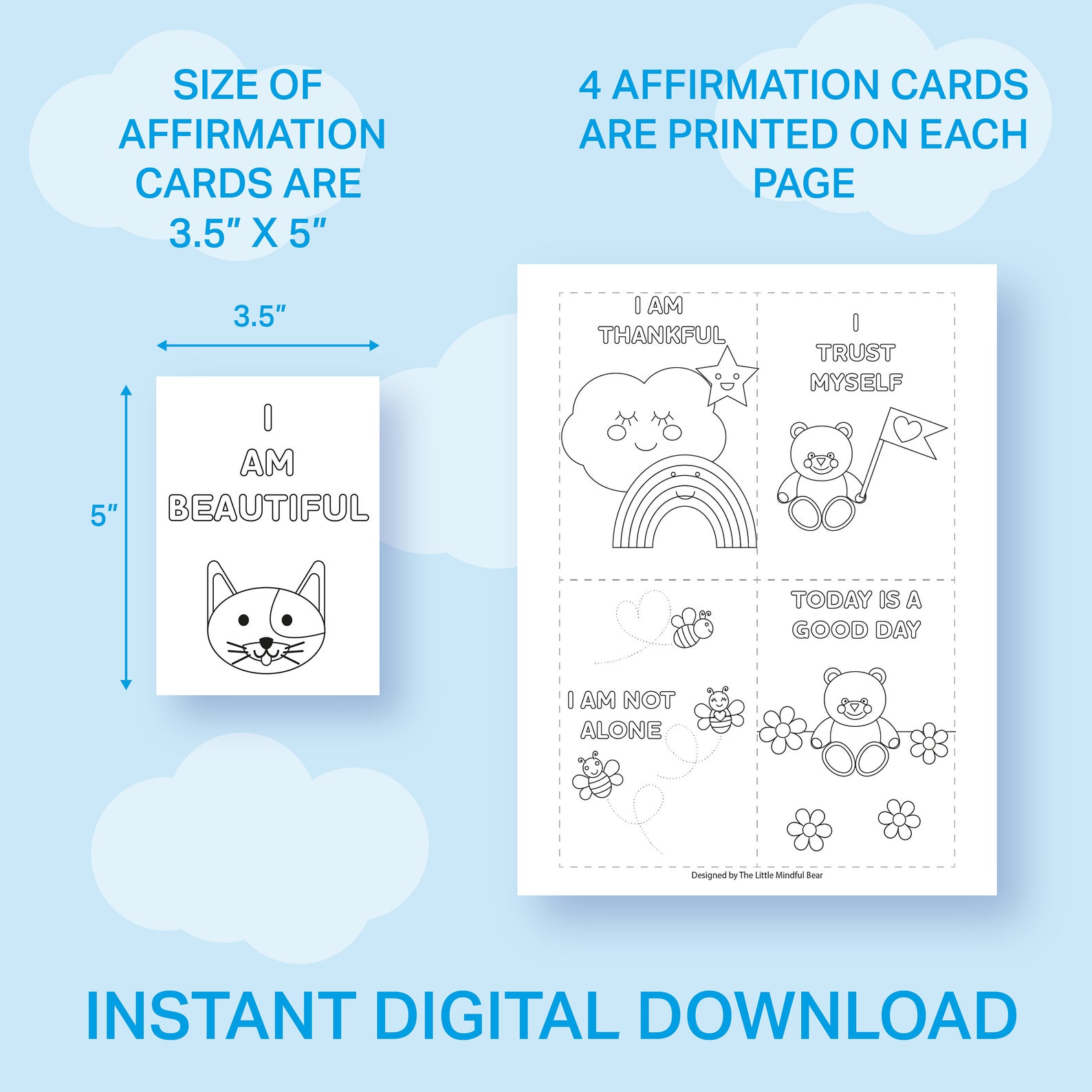 160 Kids Coloring Affirmations Bundle Mindfulness Cards for - Etsy