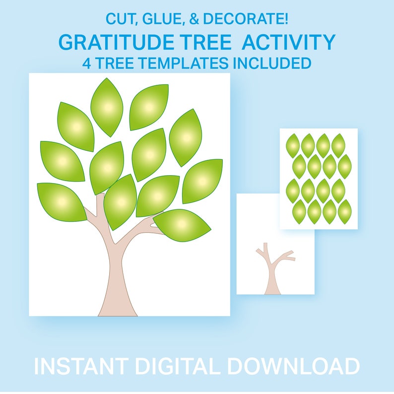 Gratitude Tree Activity Printable With Leaves, Kids Mindfulness ...