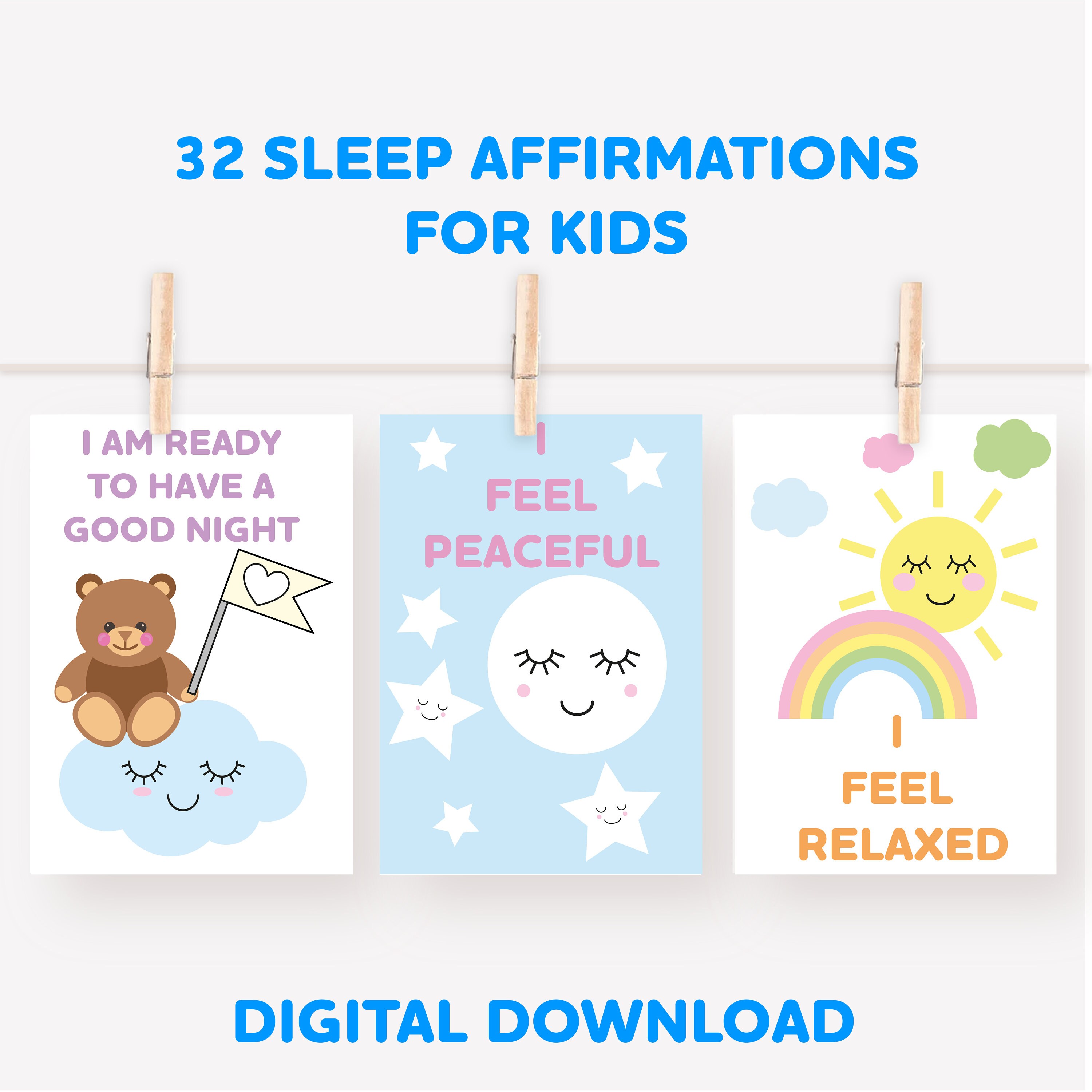 Sleep Affirmation Cards Printable for Kids Calming Corner - Etsy UK