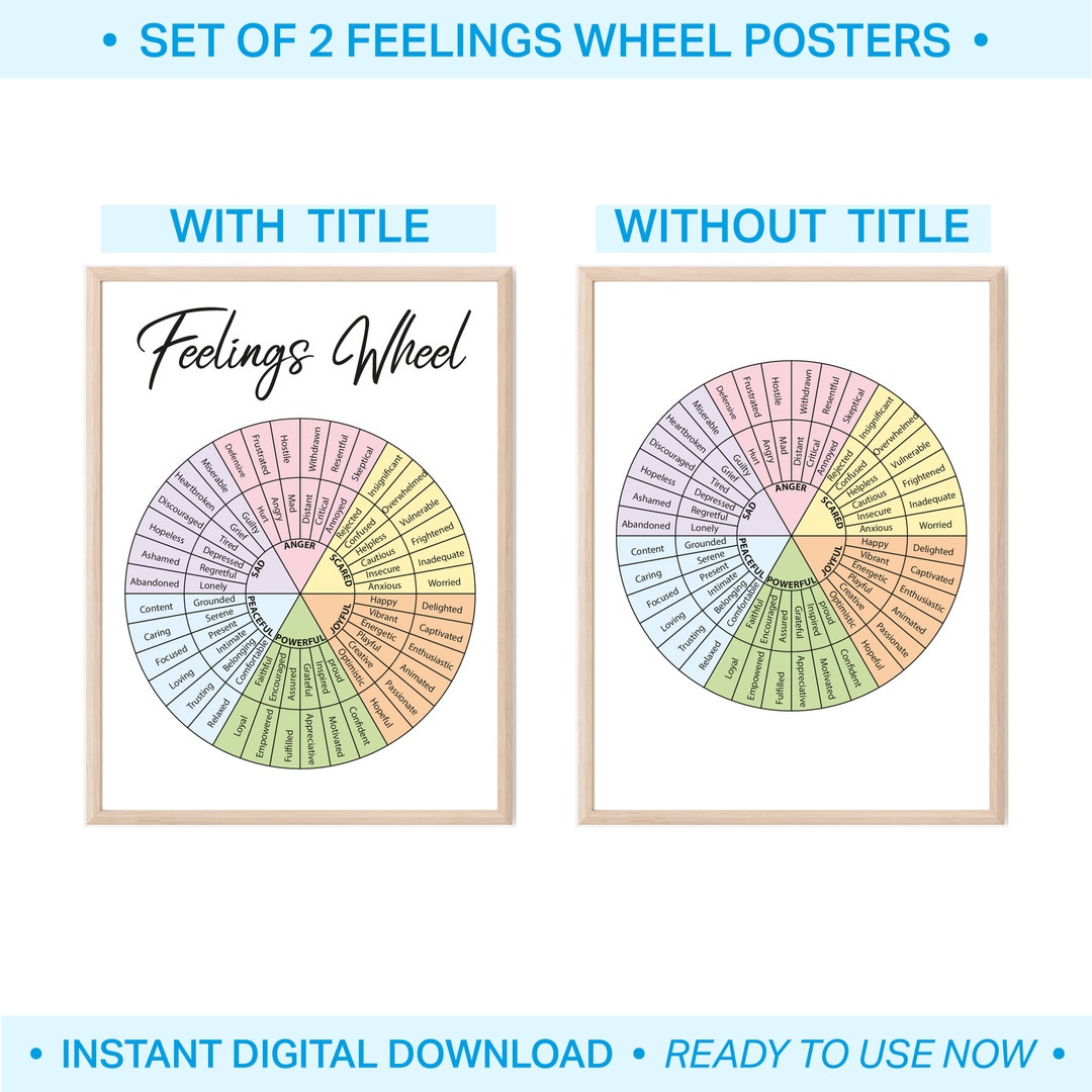 Feelings Wheel Poster, Therapy Counselor Office Decor, Counselling ...