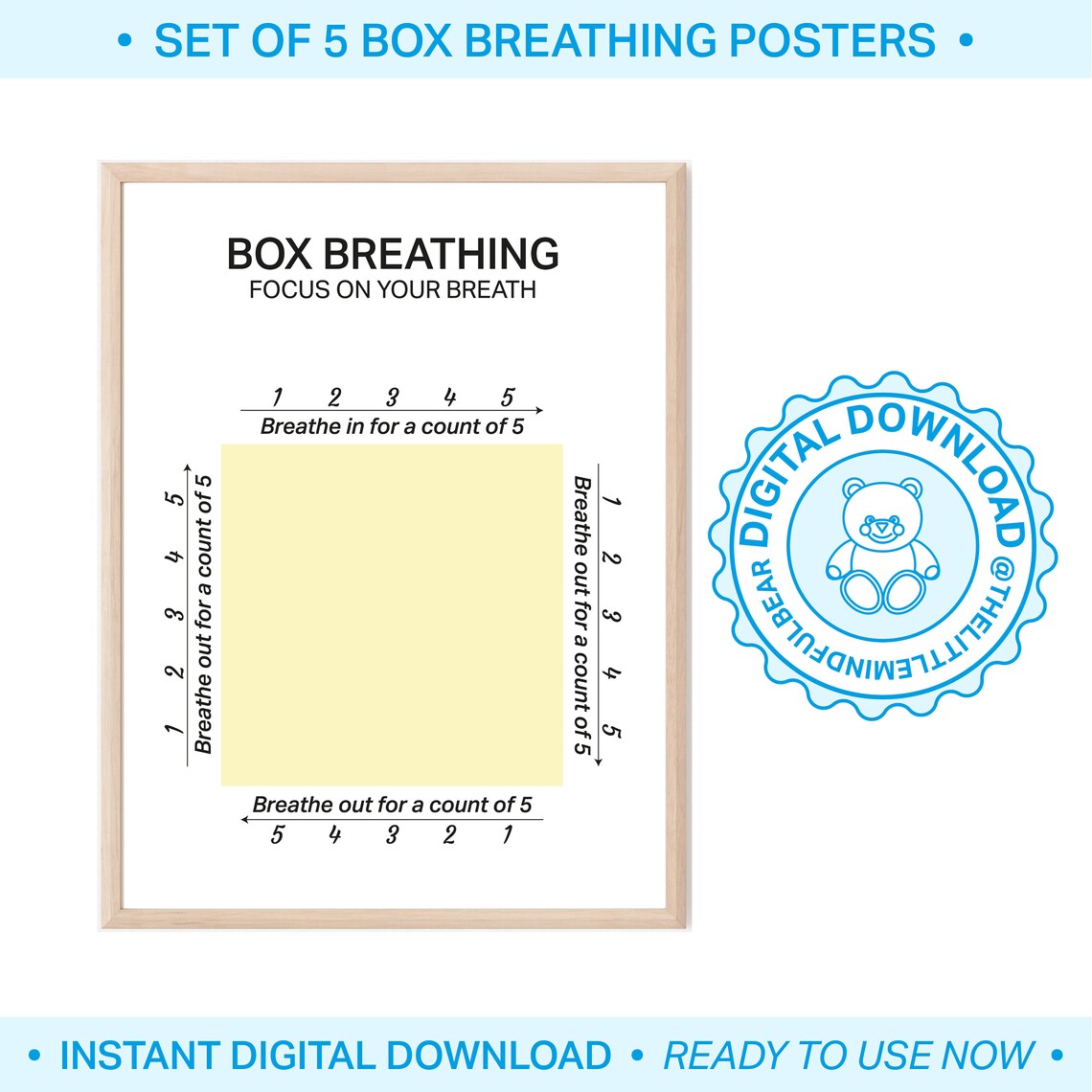 Bundle Box Breathing Posters, Mental Health Poster, Therapy Counselor ...