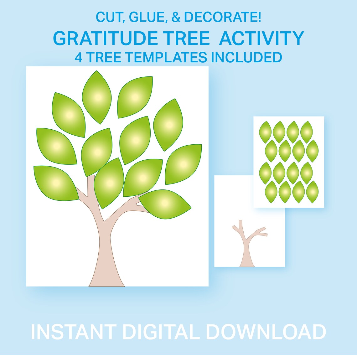 Gratitude Tree Activity Printable With Leaves, Kids Mindfulness ...