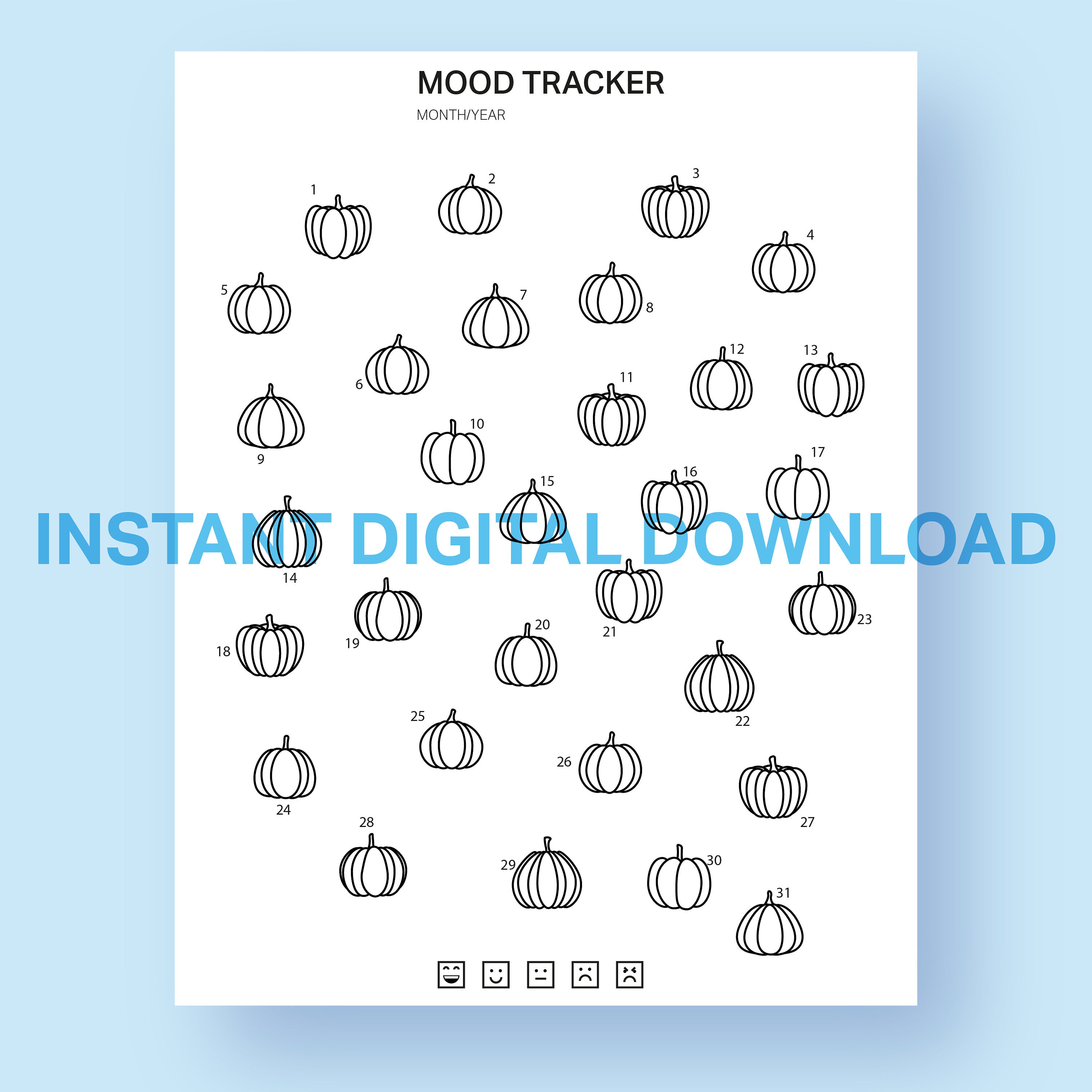 Pumpkin Mood Tracker Printable, Monthly Daily Mood Tracker, Bullet ...