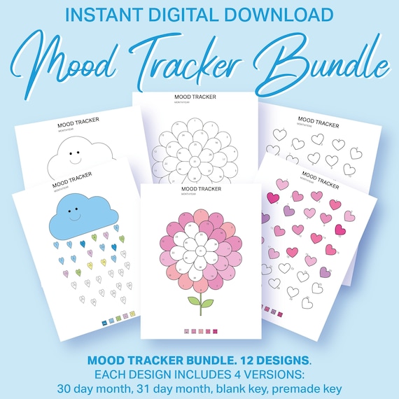 Mood Tracker Bundle Printable 12 Designs Emotions Tracker - Etsy