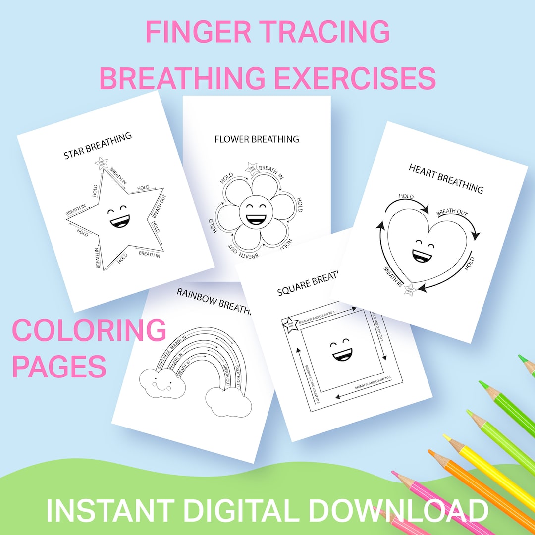 Finger Tracing Breathing Exercises Coloring Pages for Kids, Star ...