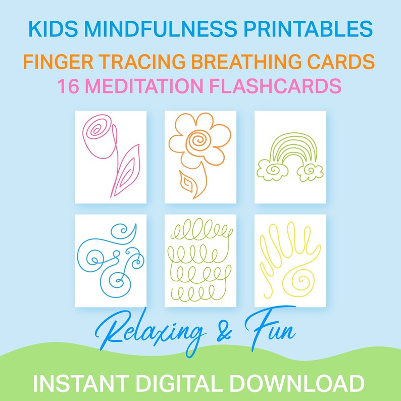 Calm Down Finger Tracing Meditation Flashcards, Kids Mindful Activity ...