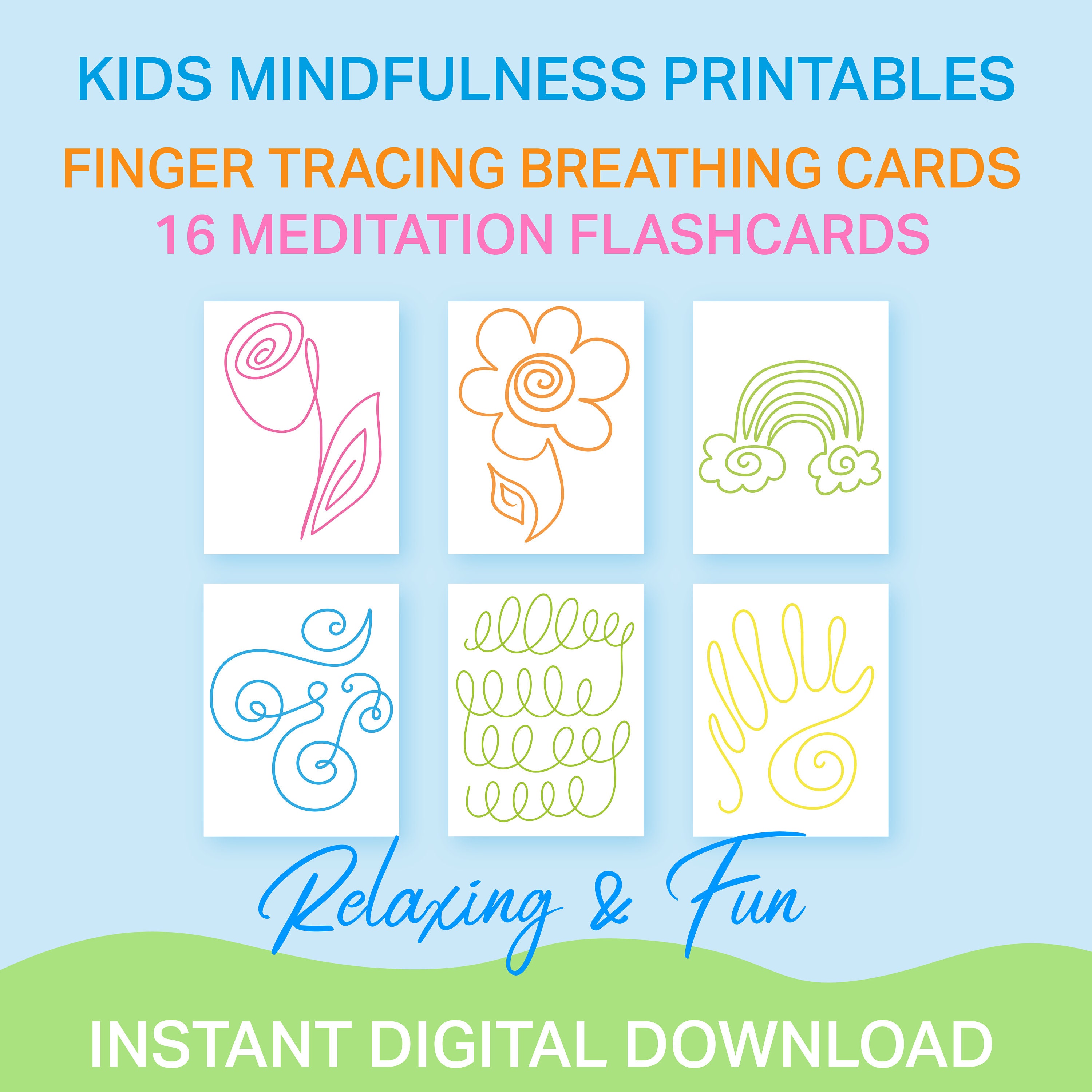 Calm Down Finger Tracing Meditation Flashcards, Kids Mindful Activity ...