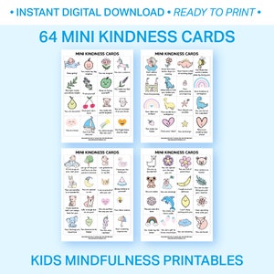 64 Mini Kindness Cards for Kids Printable, Positive Affirmation ...