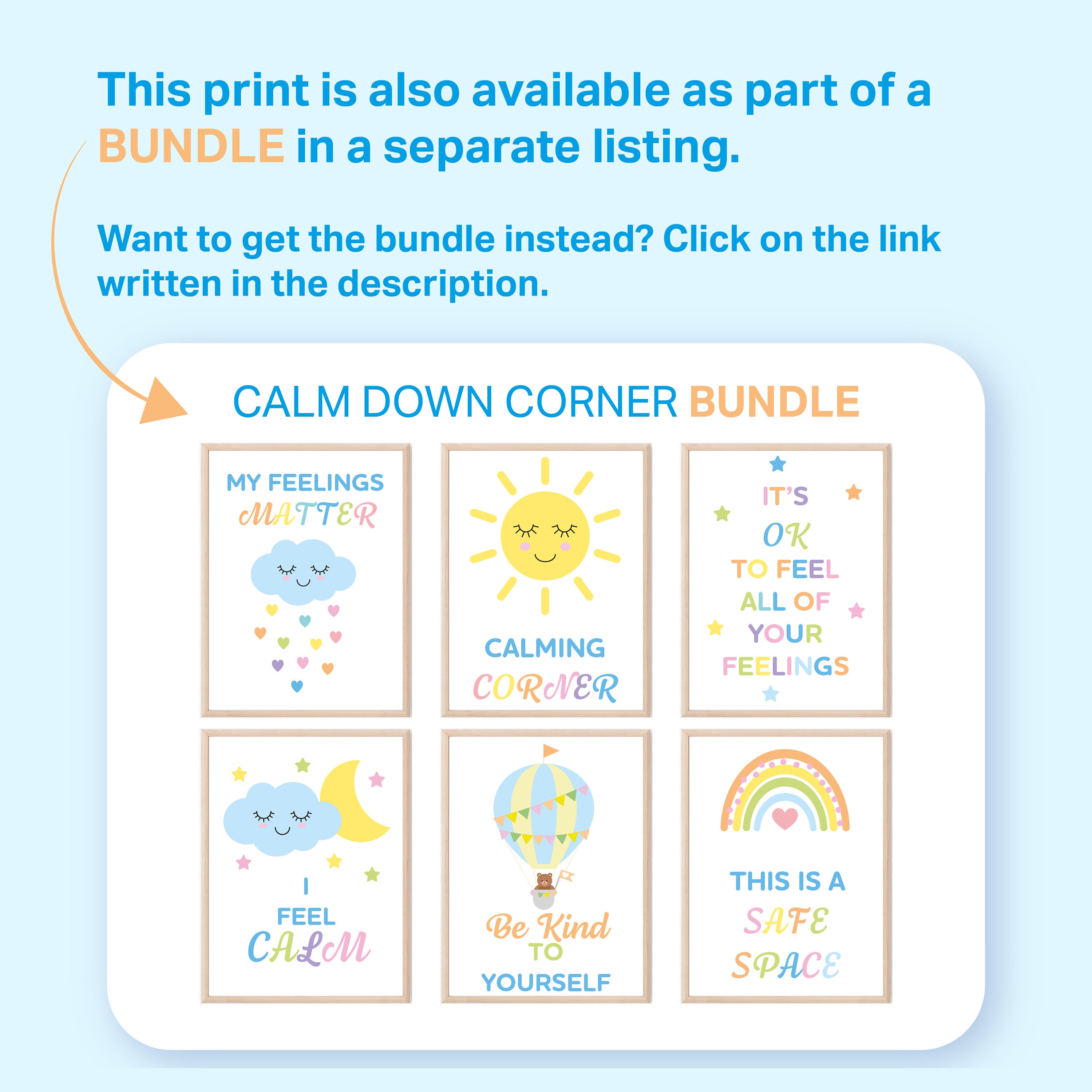 Calm Down Corner Poster Feelings Poster Boho Sun Calming - Etsy