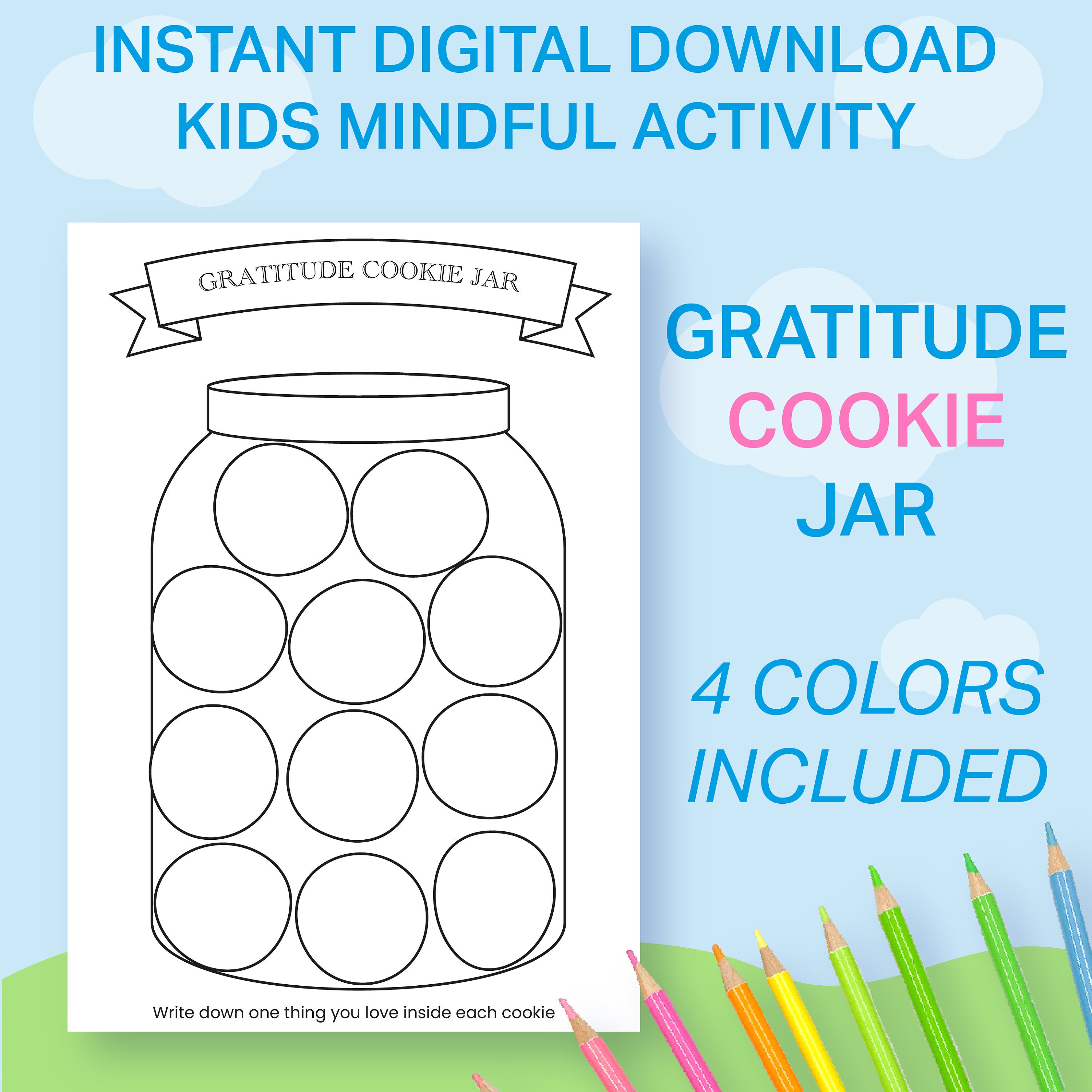 Gratitude Jar Printable Kids Mindfulness Coloring Activity - Etsy