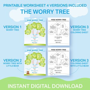 Worry Tree Worksheet Printable, Kids Anxiety Relief Workbook, Self ...