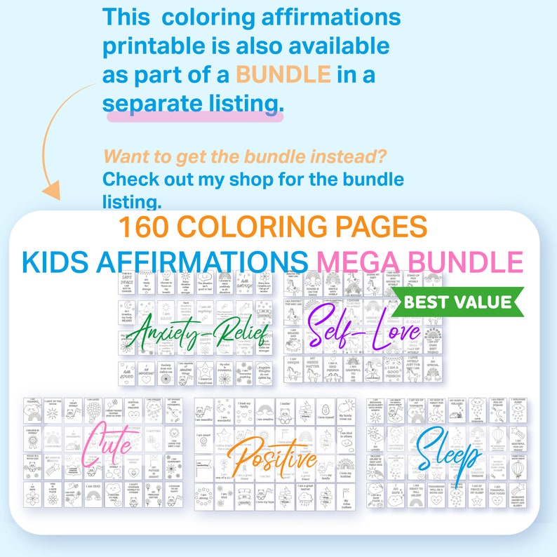 Positive Affirmation Coloring Cards for Kids, Coloring Pages, Kindness ...